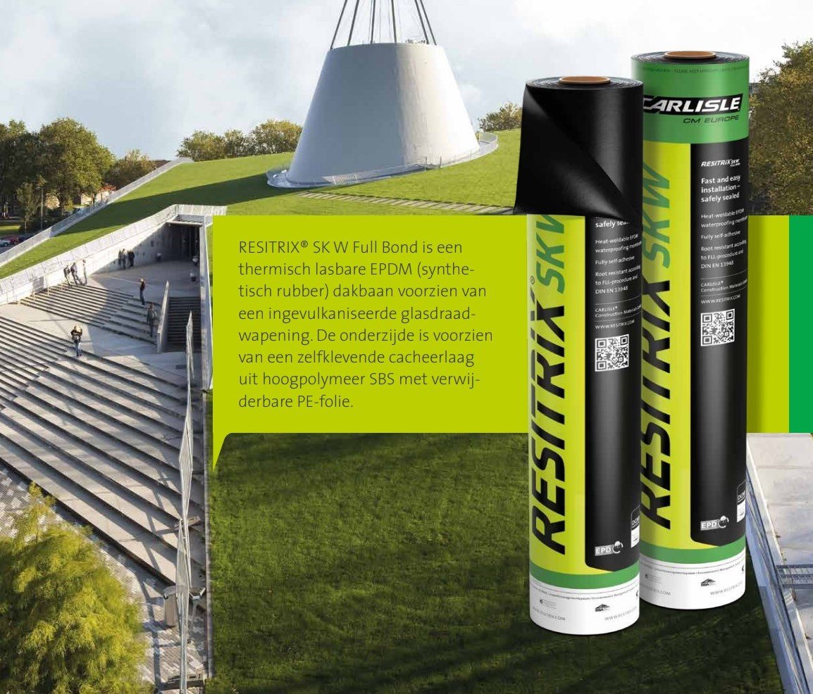 RESITRIX® SK W Full Bond: zelfklevende en wortelwerende EPDM dakbaan ...
